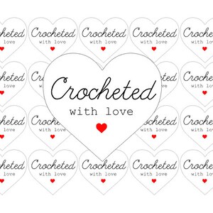 35 Crocheted With Love Heart Shaped Stickers Labels Packaging Cute ...