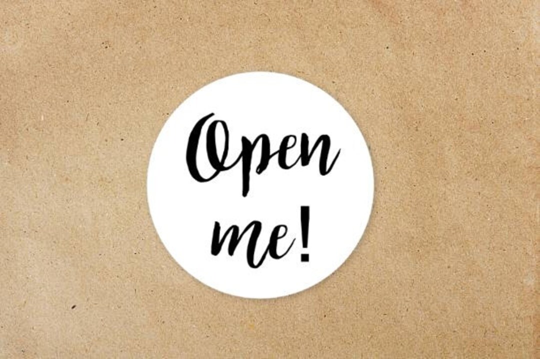 30 Open Me Stickers Packaging Labels Script Wedding Favor Confetti ...