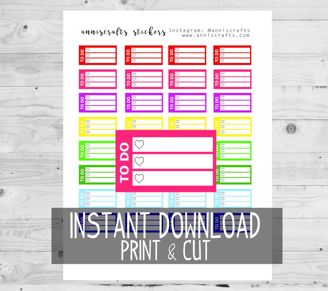 PRINTABLE to Do Stickers Planner Stickers Happy Planner Checklist Heart ...
