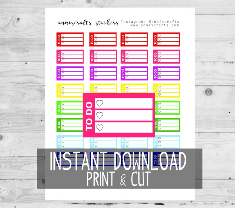 PRINTABLE to Do Stickers Planner Stickers Happy Planner Checklist Heart ...
