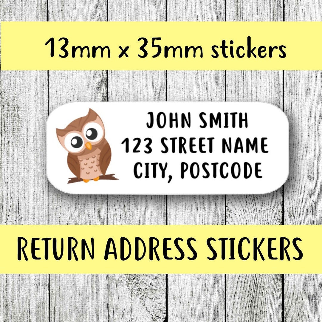 Personalised Cute Owl Return Address Stickers Shipping Labels Envelope ...