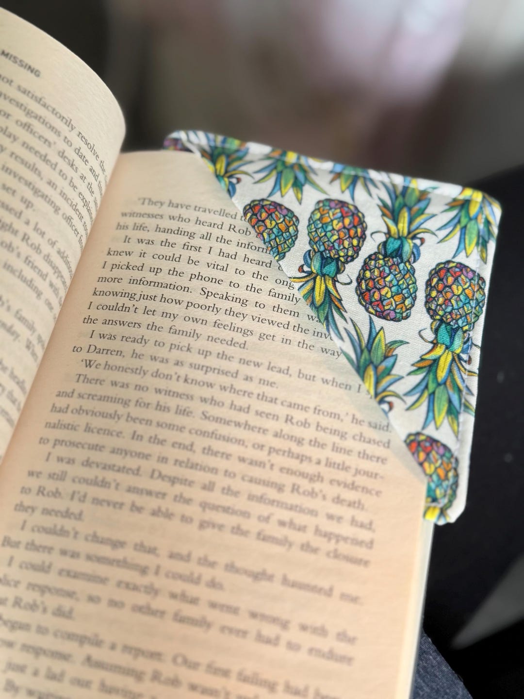 Pineapple Fabric Corner Bookmark Book Lover Gift Cute Page Marker ...