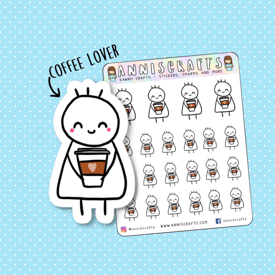 Stickman Chibi Coffee Lover Planner Stickers Coffee Cup - Etsy