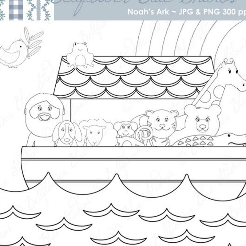 Noahs Ark Clipart Black and White - Etsy