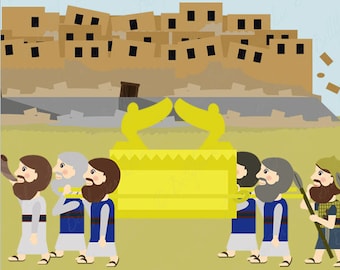 Joshua and the Battle of Jericho Clipart, Black and White, Digital ...