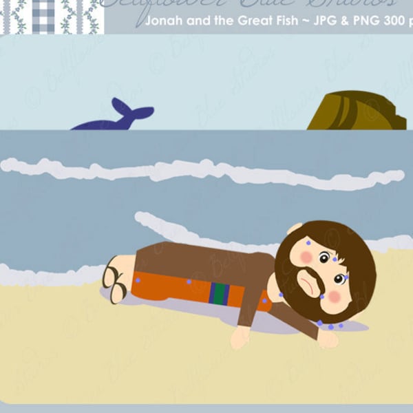 Jonah and the Whale Clipart - Etsy