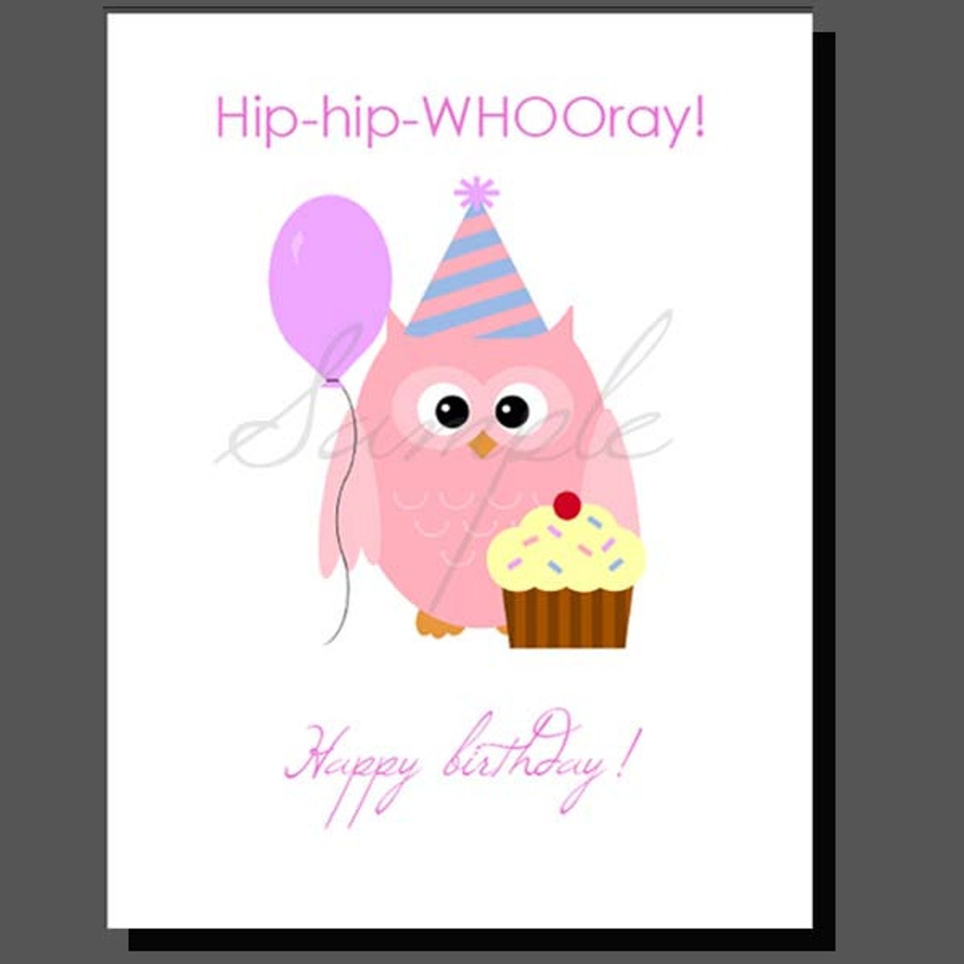 Pink Birthday Owl Poster Printable (INSTANT DOWNLOAD) - Etsy