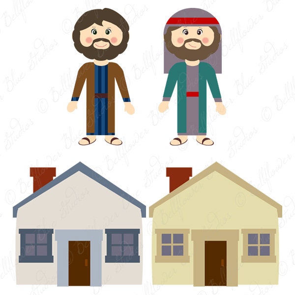 The Wise Man and the Foolish Man Digital Clipart - Etsy