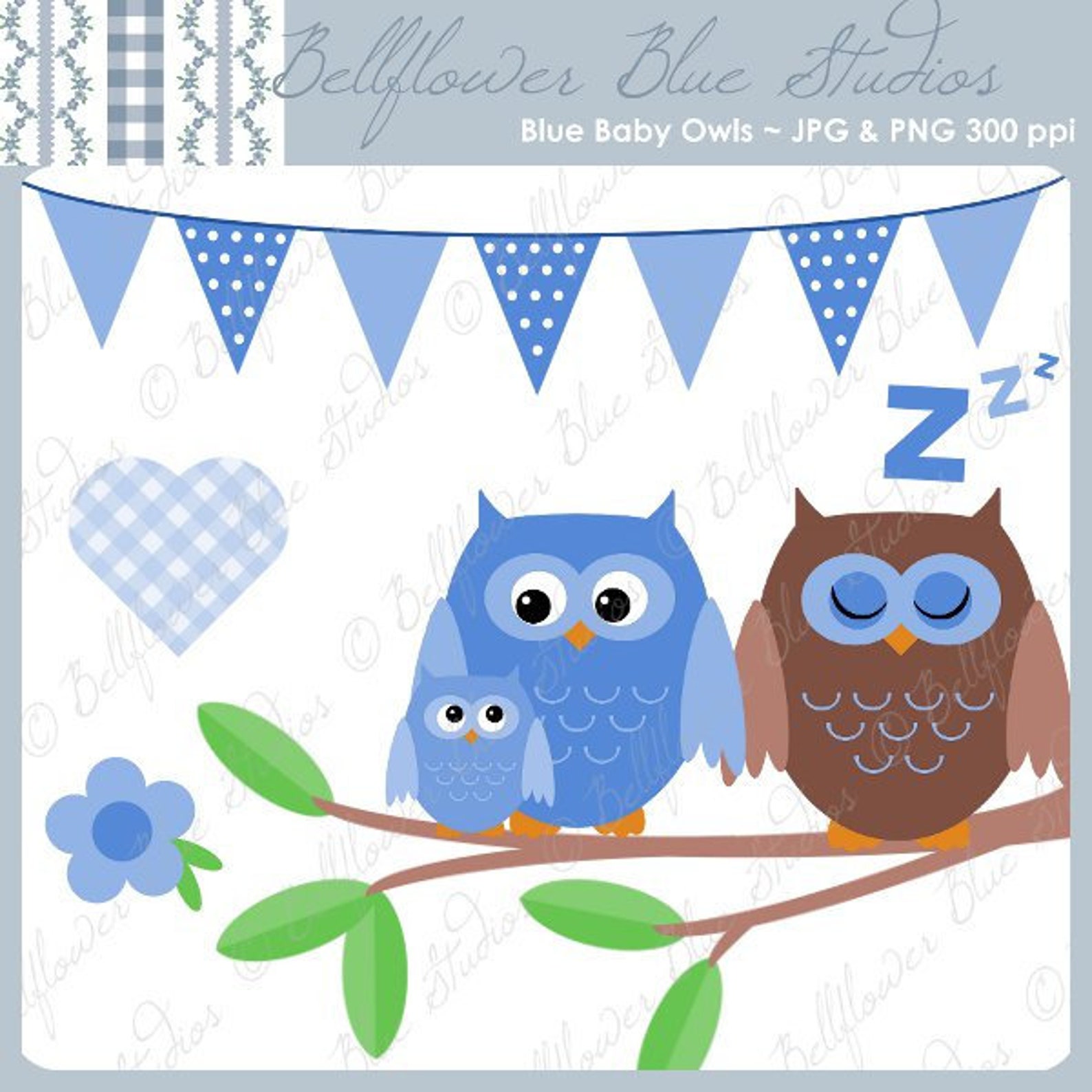 Blue Baby Owls Digital Clipart - Etsy