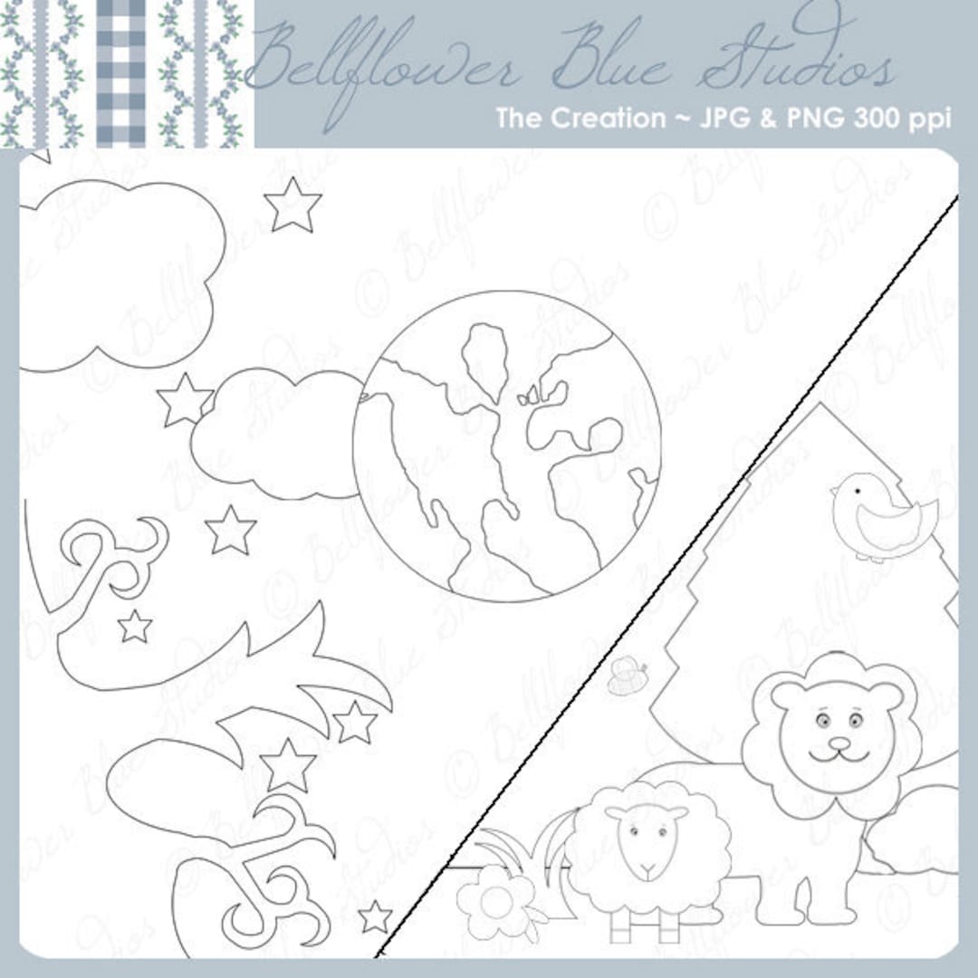 SALE! the Creation Digital Clipart (black & White Line Art Version) - Etsy