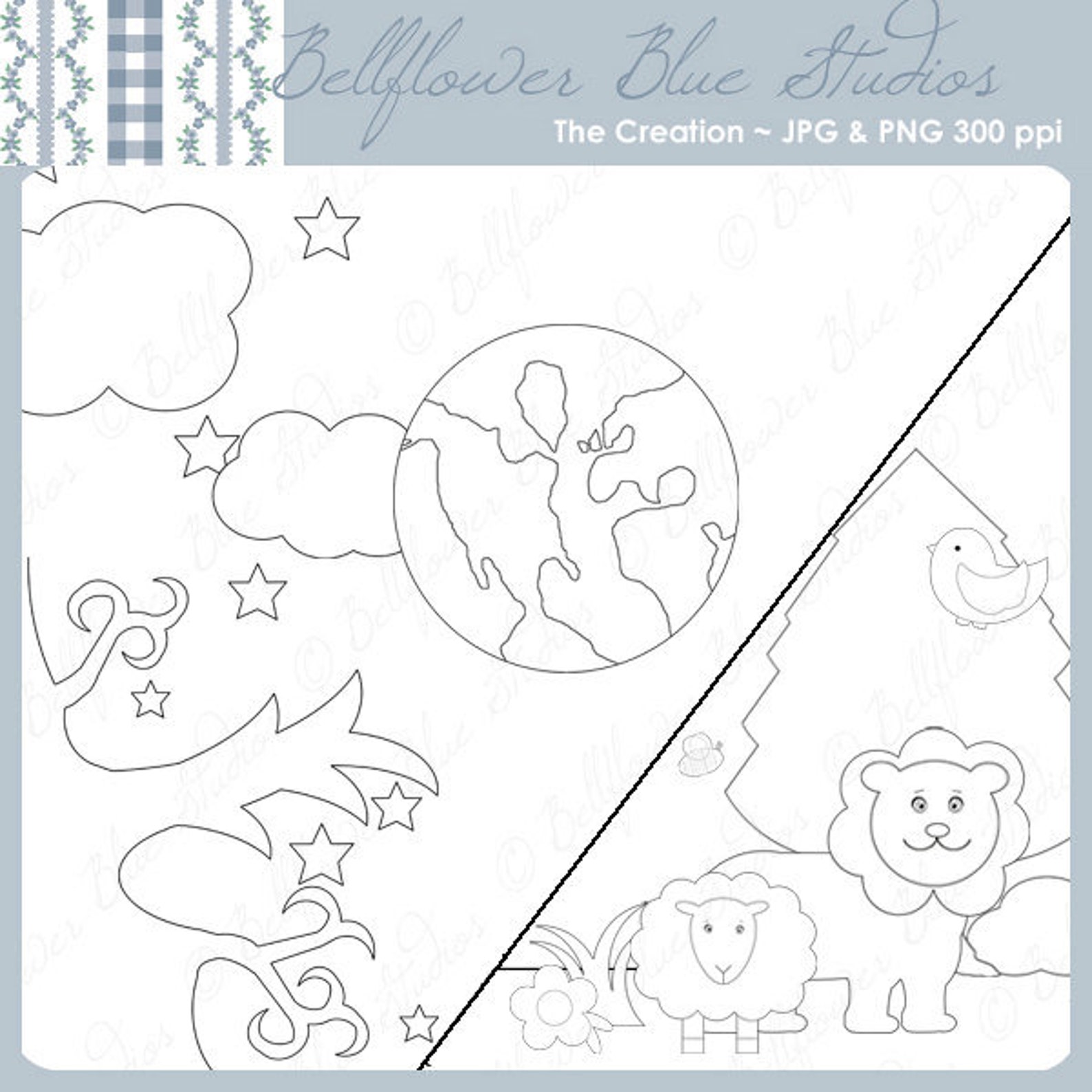 SALE! the Creation Digital Clipart (black & White Line Art Version) - Etsy