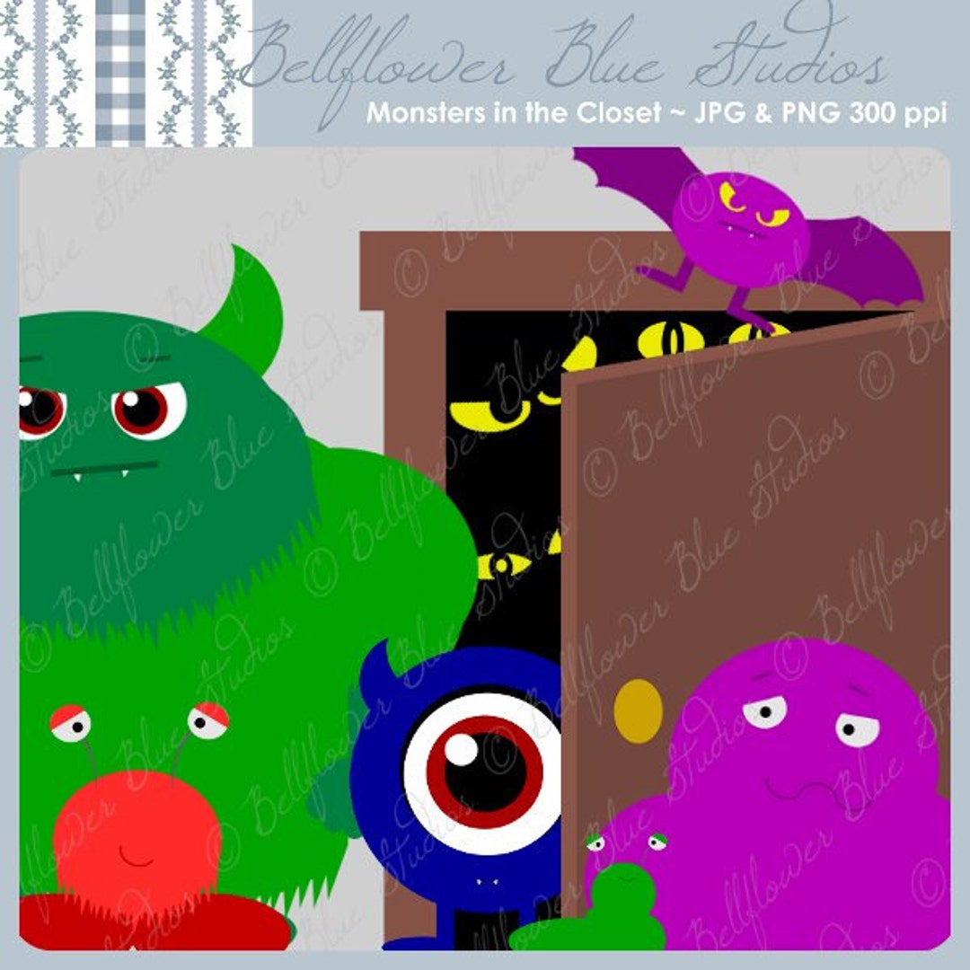 Monsters in the Closet Digital Clipart - Etsy