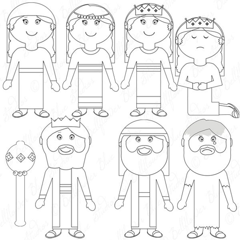 Queen Esther Digital Clipart (black & White Line Art Version) - Etsy