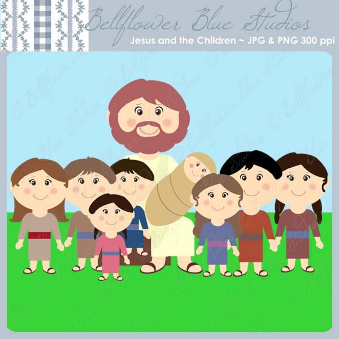 Jesus and the Children Digital Clipart - Etsy