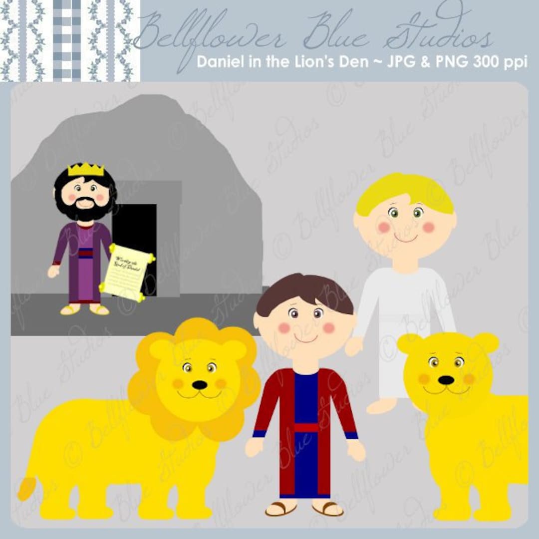 Daniel in the Lion's Den Digital Clipart (full Color Version) - Etsy