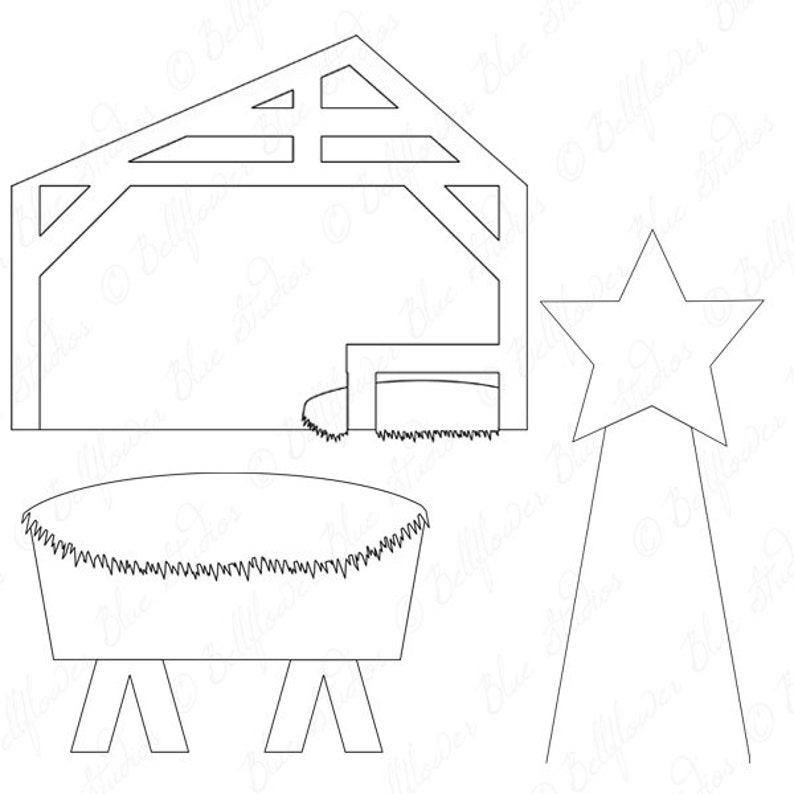 The Nativity / First Christmas Digital Clipart (black & White Line Art ...