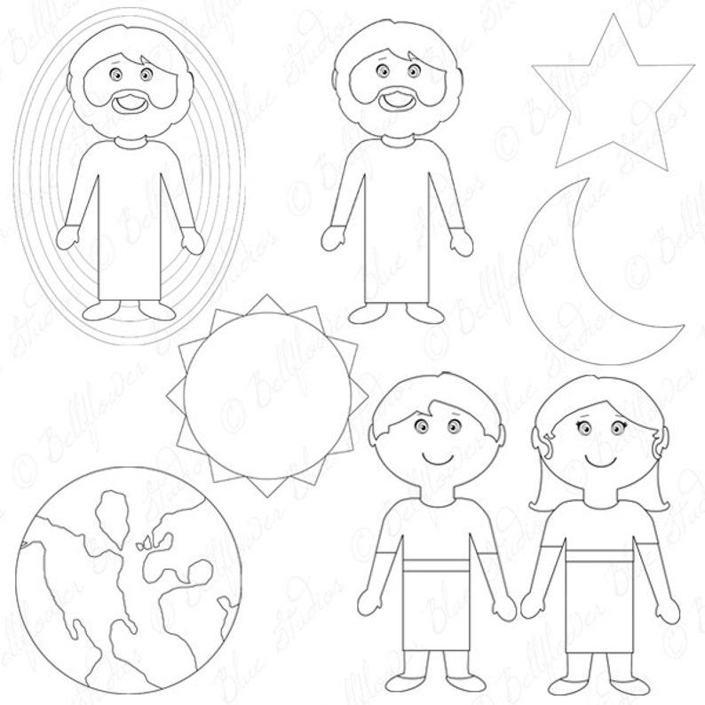 SALE! the Creation Digital Clipart (black & White Line Art Version) - Etsy