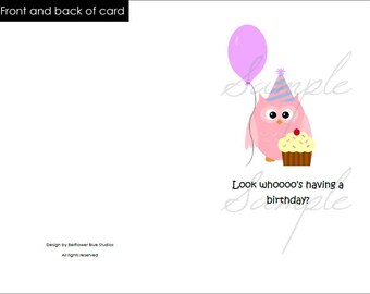Pink Birthday Owl Poster Printable (INSTANT DOWNLOAD) - Etsy