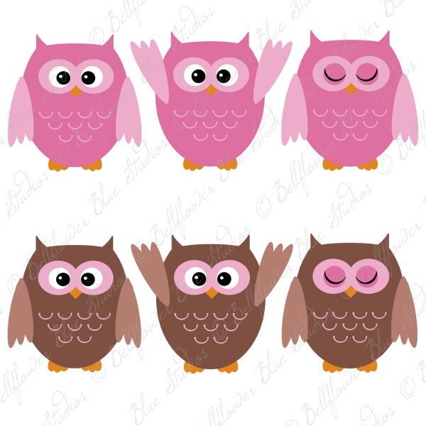 Pink Baby Owls Digital Clipart - Etsy