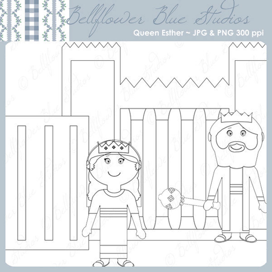 Queen Esther Digital Clipart (black & White Line Art Version) - Etsy