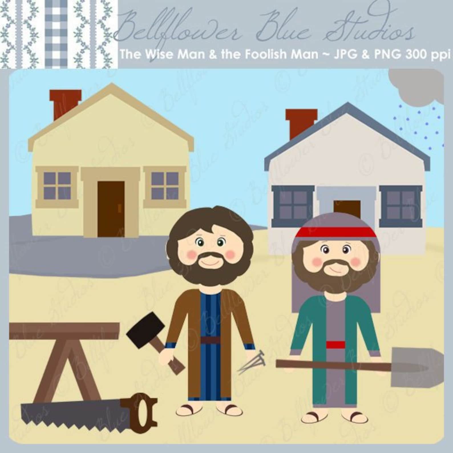 The Wise Man and the Foolish Man Digital Clipart - Etsy