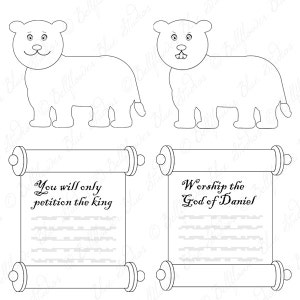 Daniel in the Lion's Den Digital Clipart (black & White Line Art ...
