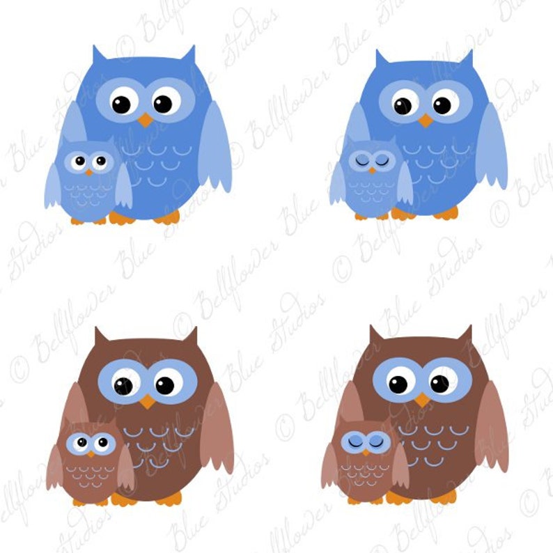 Blue Baby Owls Digital Clipart - Etsy