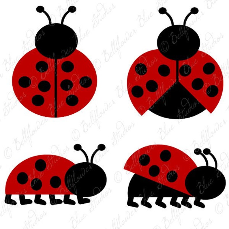 Ladybugs Digital Clipart (classic Red and Black) - Etsy
