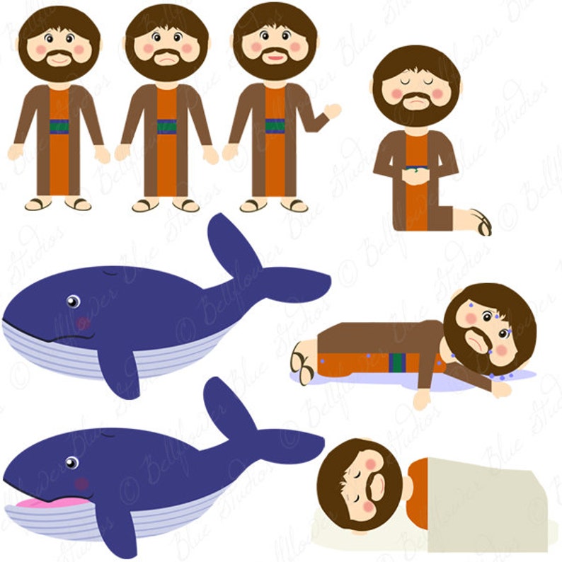 Jonah and the Great Fish Digital Clipart - Etsy