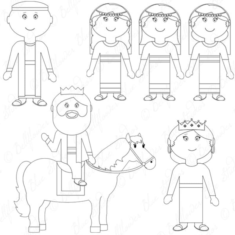 Queen Esther Digital Clipart (black & White Line Art Version) - Etsy