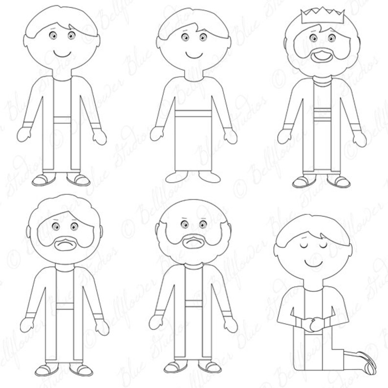 Daniel in the Lion's Den Digital Clipart (black & White Line Art ...