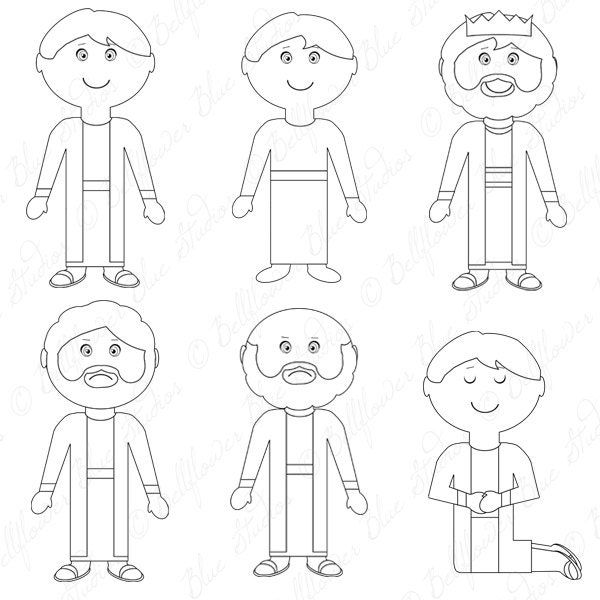 Daniel in the Lion's Den Digital Clipart (black & White Line Art ...