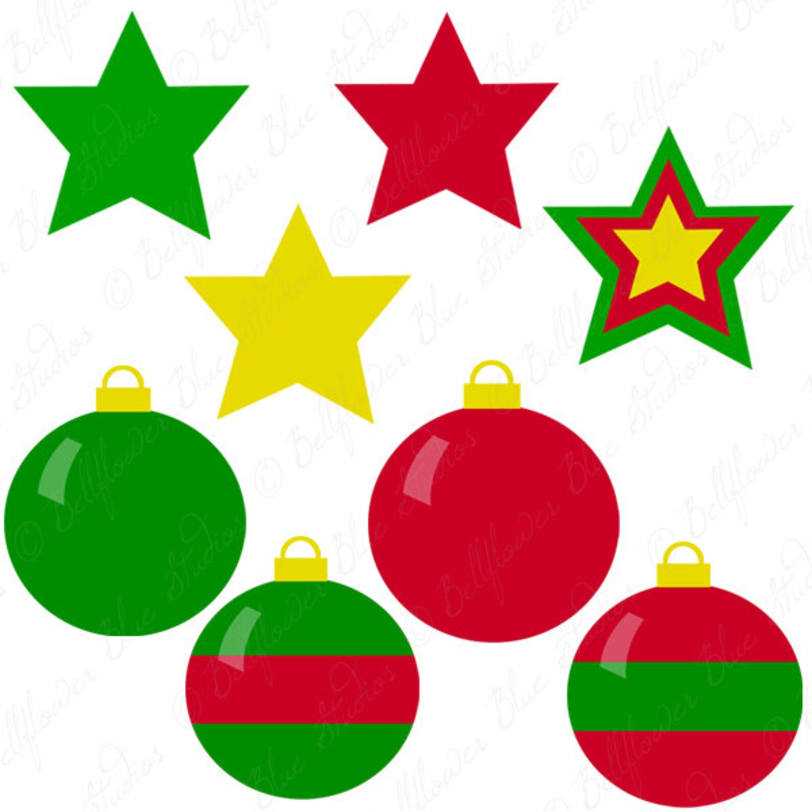 Christmas Decorations Digital Clipart full Color Version - Etsy