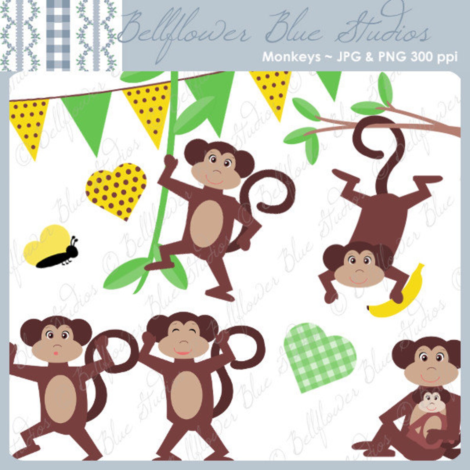 Monkeys Digital Clipart - Etsy