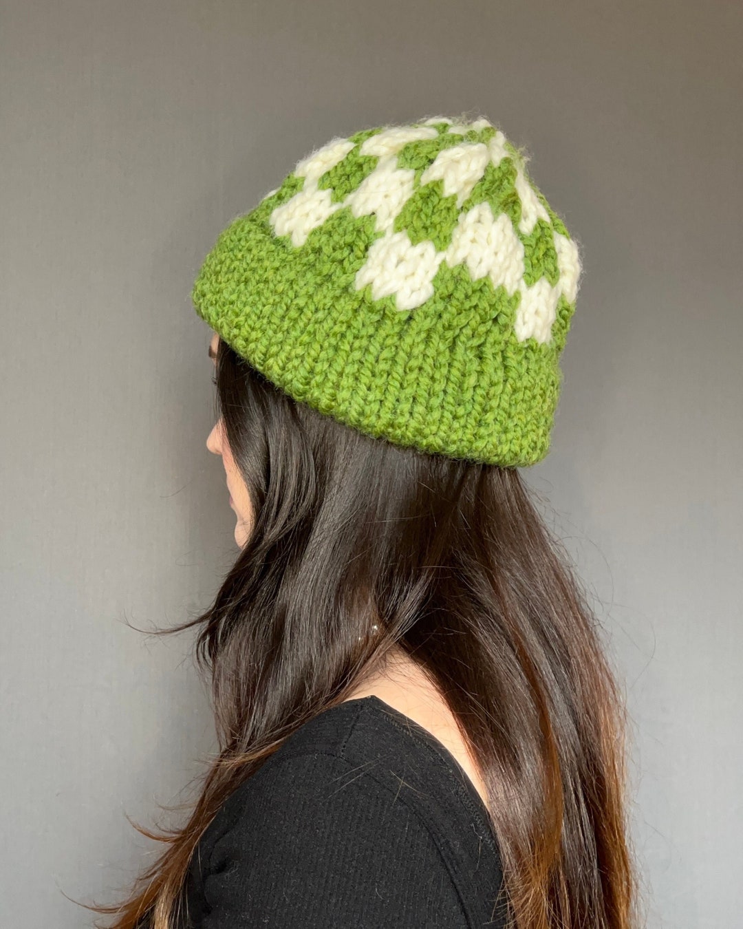 Green & White Checkered Hat - Etsy