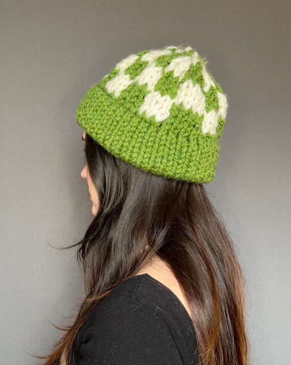 Green & White Checkered Hat | Etsy