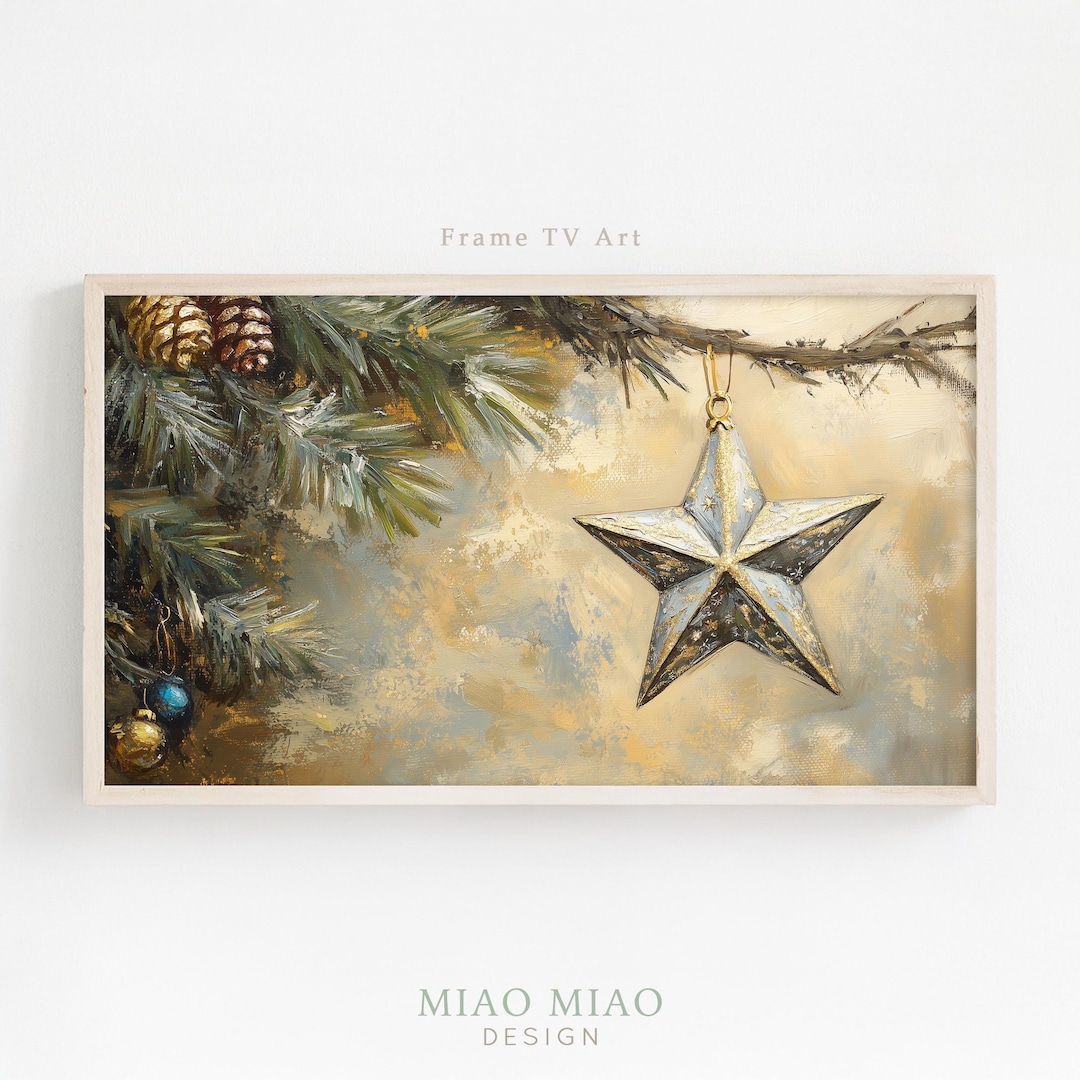 Christmas Star Frame TV Art, Holiday Ornament Digital Screensaver ...