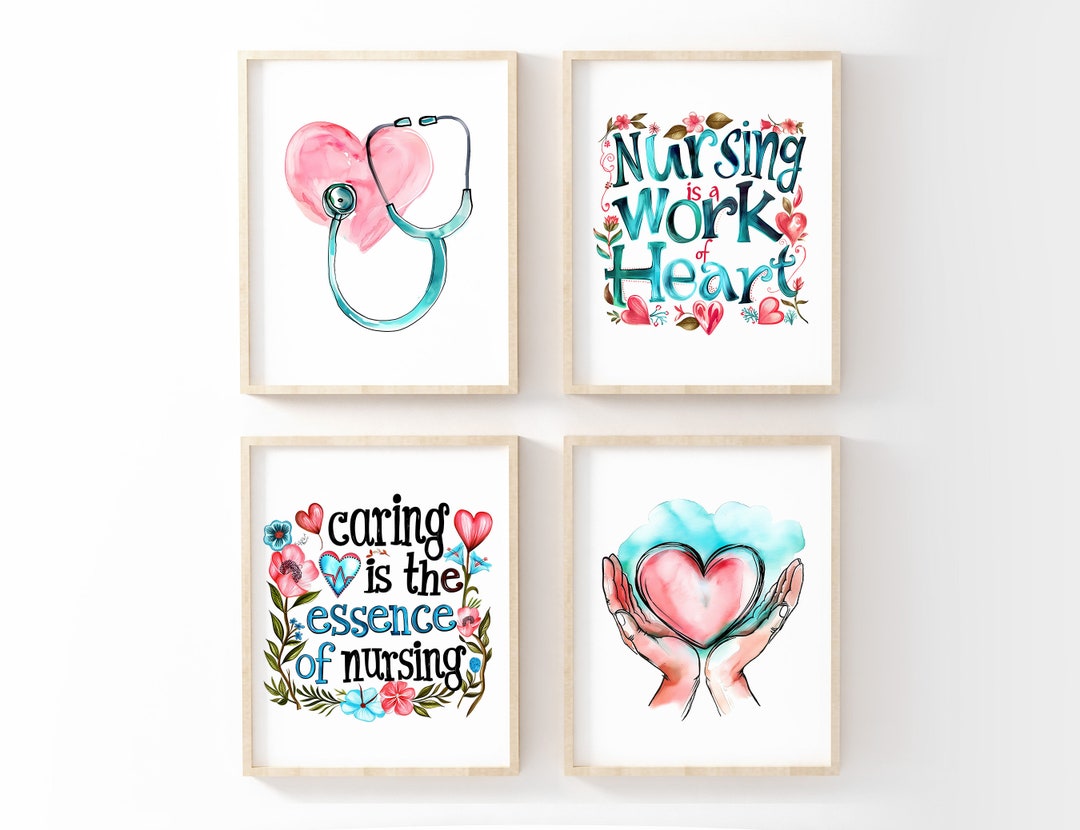Nursing Wall Art, Gift for Lvn, Nurse Office Wall Decor, Set of 4 ...
