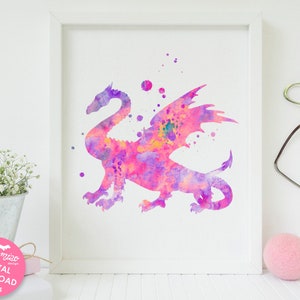 Dragon Poster Fantasy Art Girl Nursery Decor Fairytale Wall - Etsy
