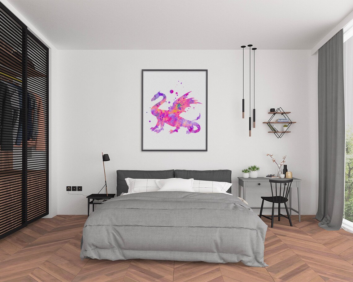 Dragon Poster Fantasy Art Girl Nursery Decor Fairytale Wall - Etsy