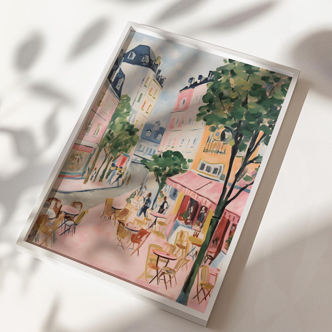Parisian Street Art Print, Colorful Café Scene Wall Decor, French ...