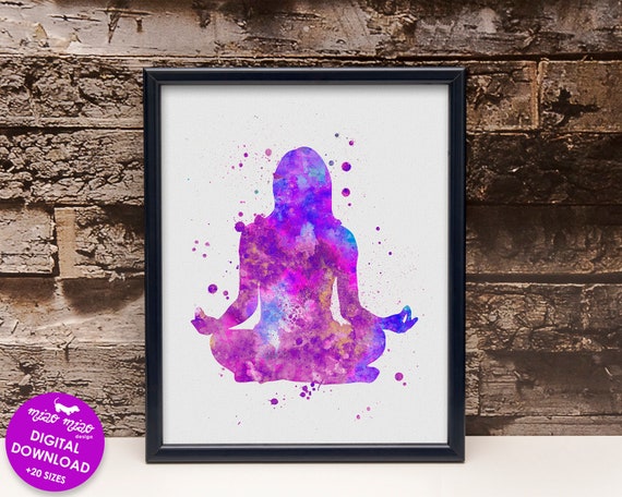 Yoga Art Watercolor Painting Printable Art Instant | Etsy