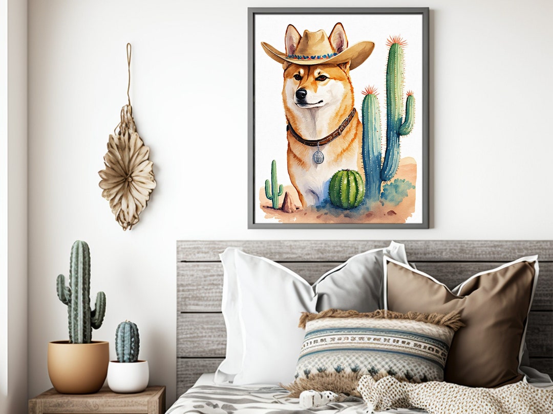 Cowboy Shiba Inu Art, Funny Shiba Inu Dog Poster, Printable Wall Art ...