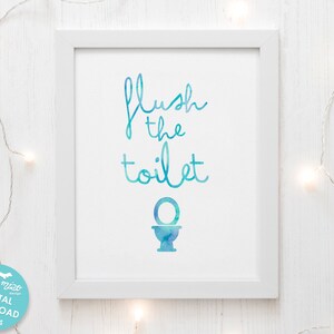 Flush the Toilet Bathroom Rules Prints Watercolor Bathroom | Etsy