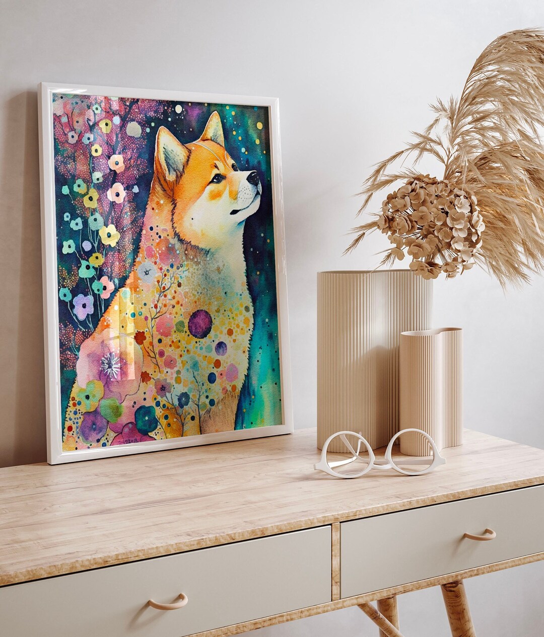 Shiba Art Print Kids Room Decor Watercolor Painting Cute - Etsy