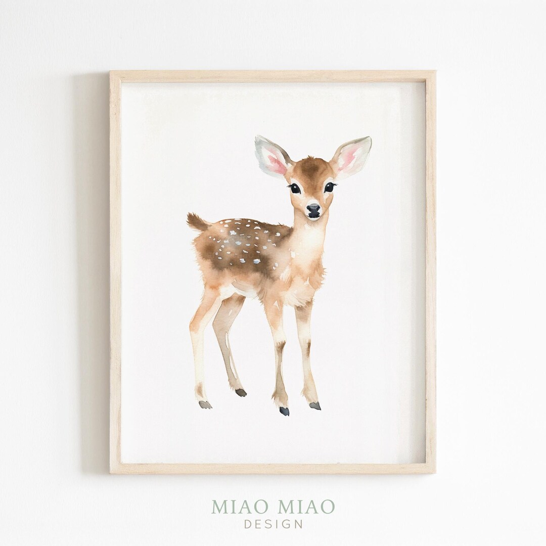 Impressão de veado bebê, decoração de berçário de veado, arte de parede ...
