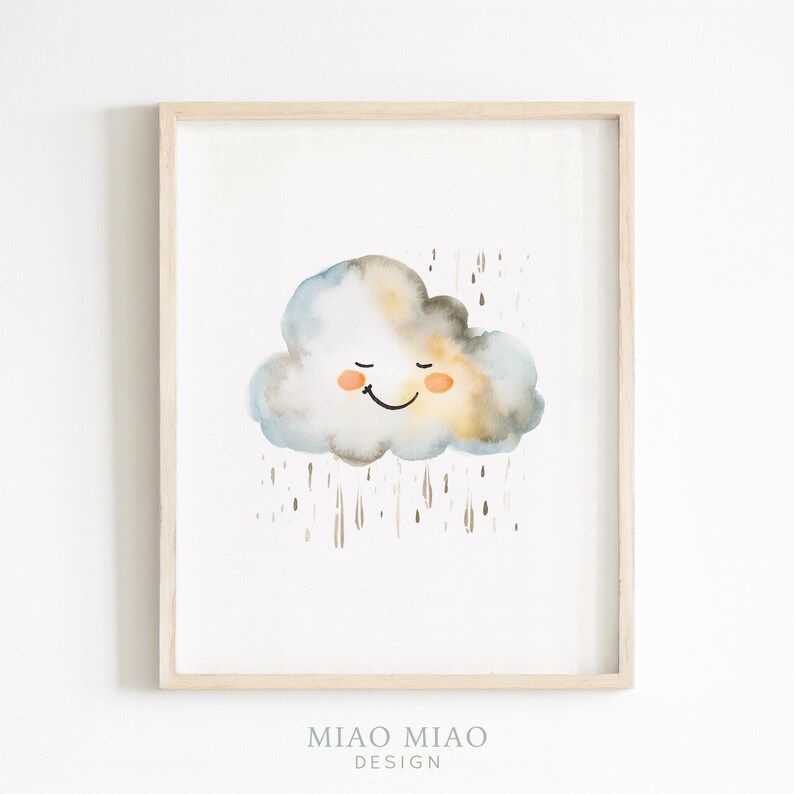 Rainbow Nursery Decor, Watercolor Sun, Moon, Stars, Set of 6 Prints ...