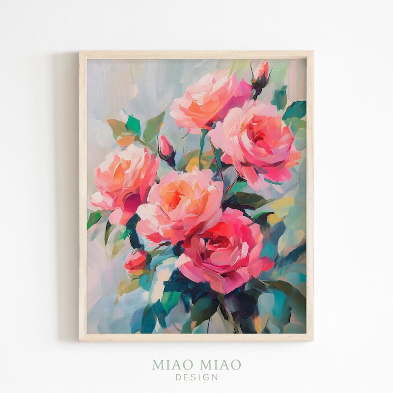 Pink Rose Print - Etsy