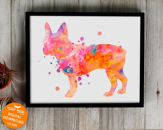 Frenchton Terrier Art Watercolor Painting Printable Wall | Etsy