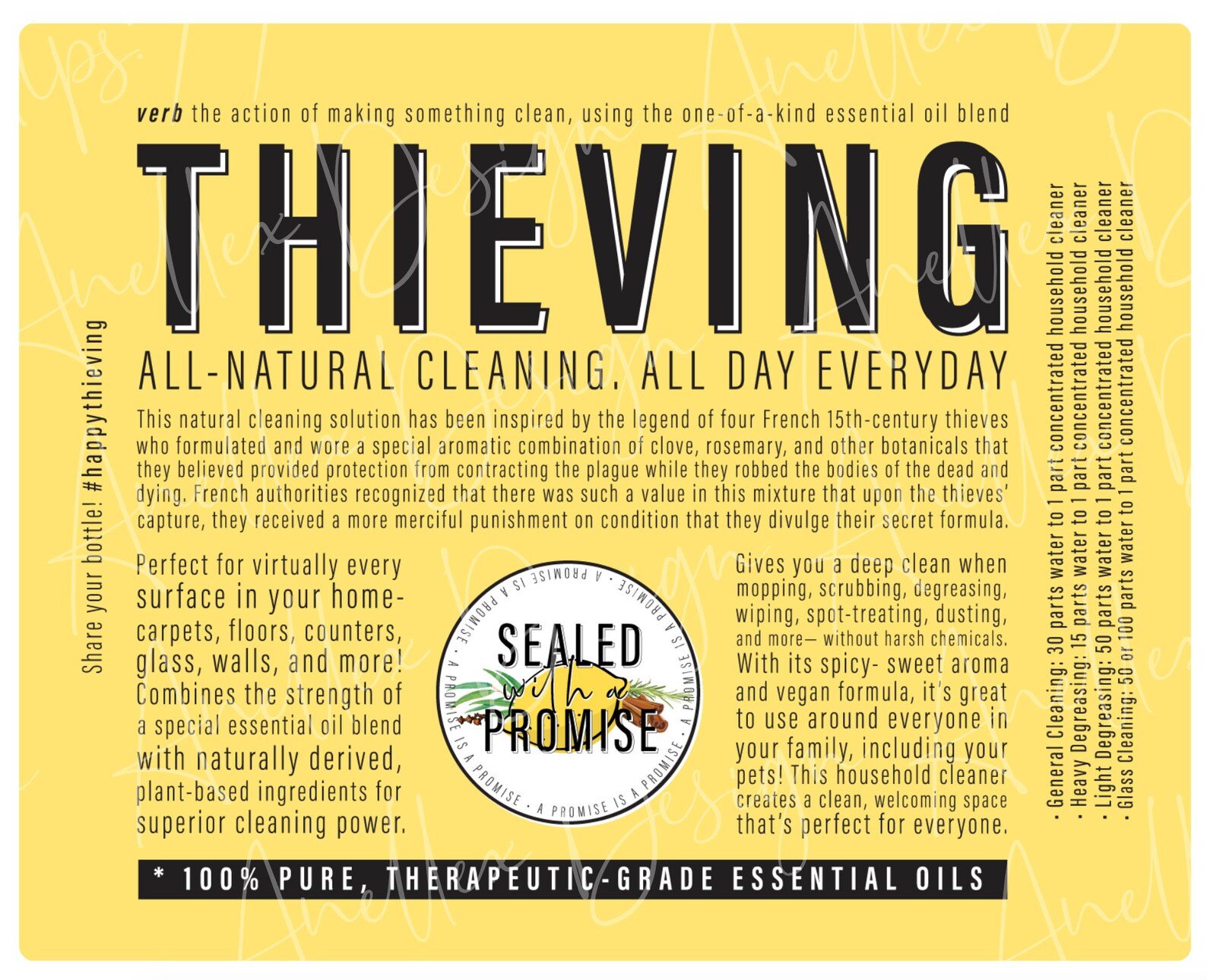 Thieves Cleaner Label Household Cleaner Spray Bottle Label - Etsy